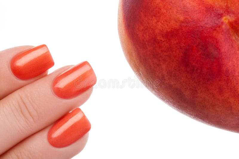 Orange nail polish. stock photo. Image of cosmetics, aesthetics - 63230134