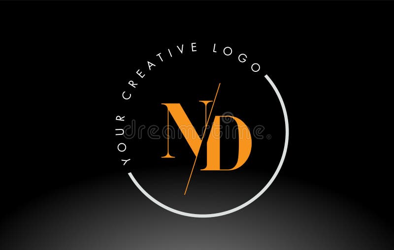 Orange ND Serif Letter Logo Design with Creative Intersected Cut Stock ...