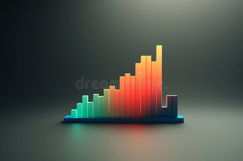 Orange Neon Graph Showcasing Infographics and Data in an Isometric Tech ...