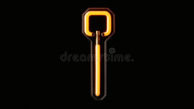 Orange Neon Key on Black Background Stock Illustration - Illustration ...