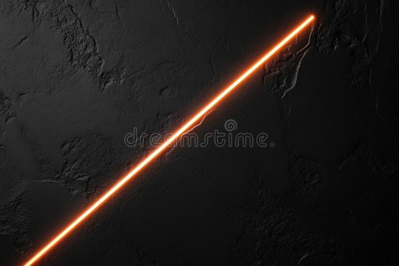 Orange Neon Line on Black Textured Wall Stock Photo - Image of glowing ...