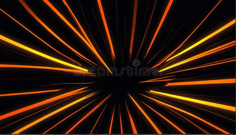 Orange Neon Rays Zoom Motion Effect on Plain Black Ai Generated Stock ...