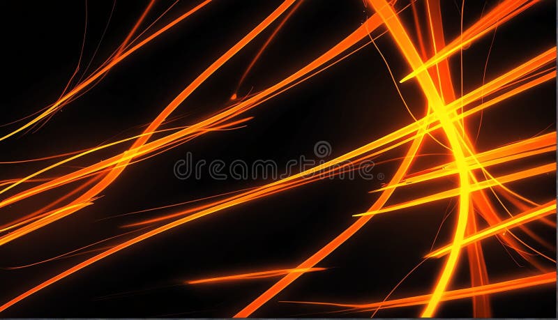 Orange Neon Rays Zoom Motion Effect on Plain Black Ai Generated Stock ...