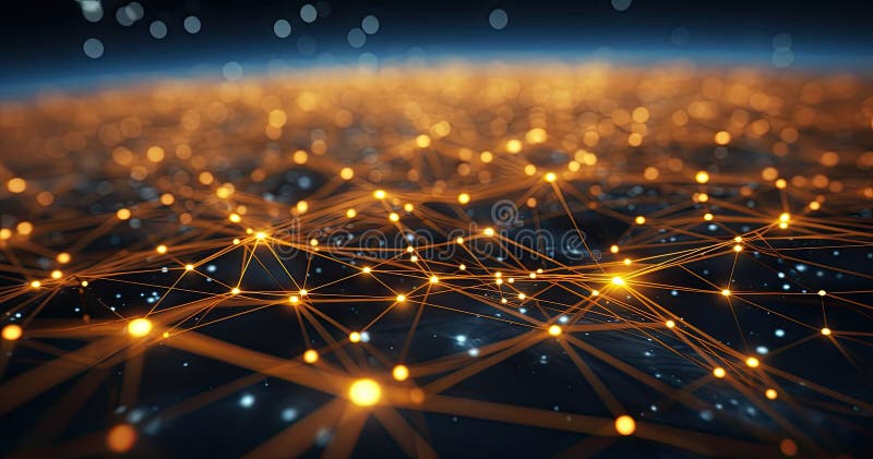 An Orange Network of Lines and Points Stock Illustration - Illustration ...