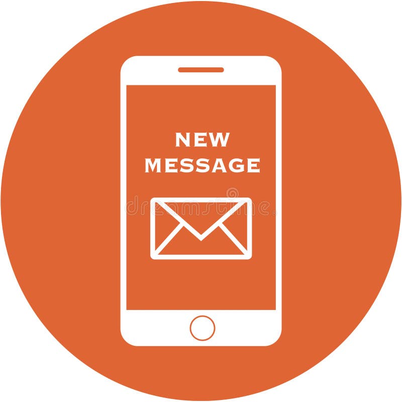 Orange New Message Design in a Flat Round Button Stock Illustration ...