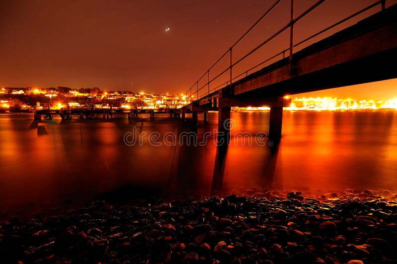 An Orange Night stock photo. Image of town, yellow, water - 45124242