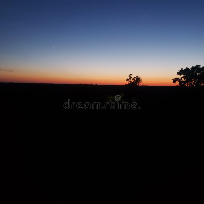 Orange Night Sky Trees Sunset Stock Photo - Image of circle, night ...