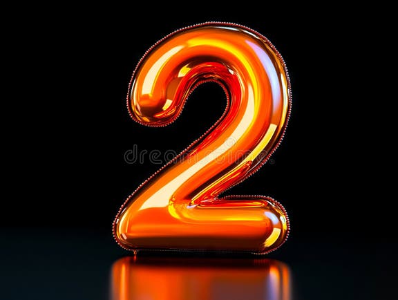 An Orange Number 2 on a Black Background Stock Illustration ...
