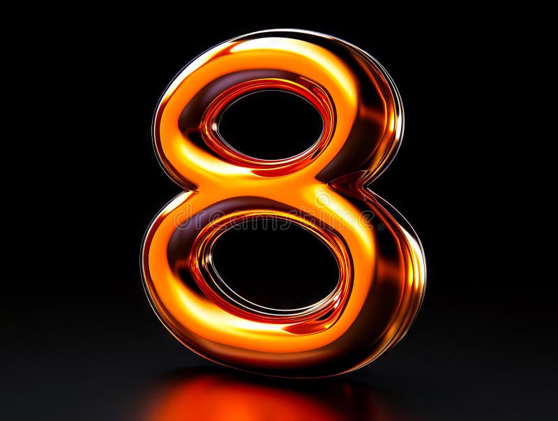 An Orange Number Eight on a Black Background Stock Illustration ...
