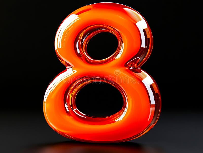 An Orange Number Eight on a Black Background Stock Illustration ...
