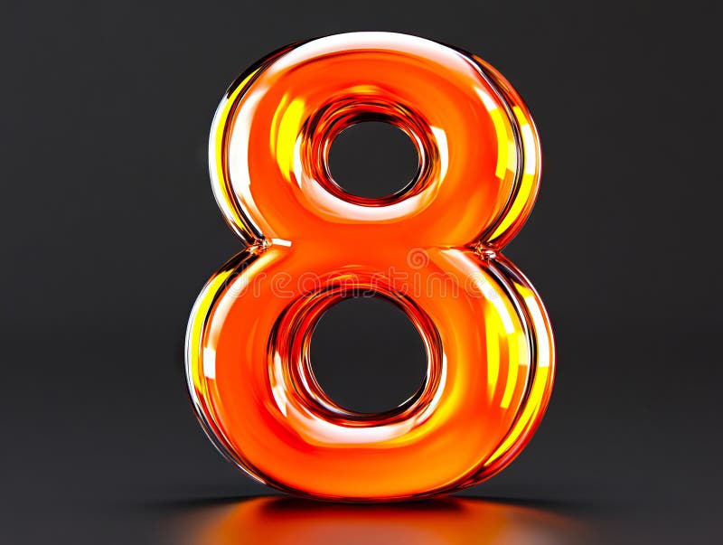 An Orange Number Eight on a Black Background Stock Illustration ...