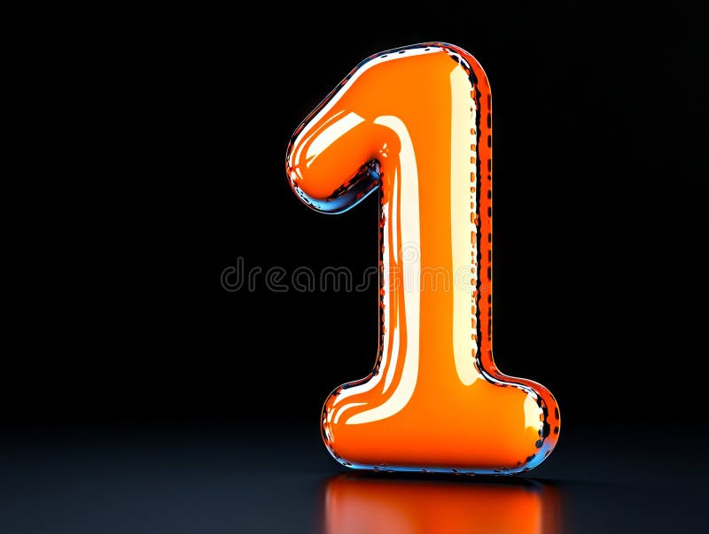 An Orange Number One on a Black Background Stock Illustration ...