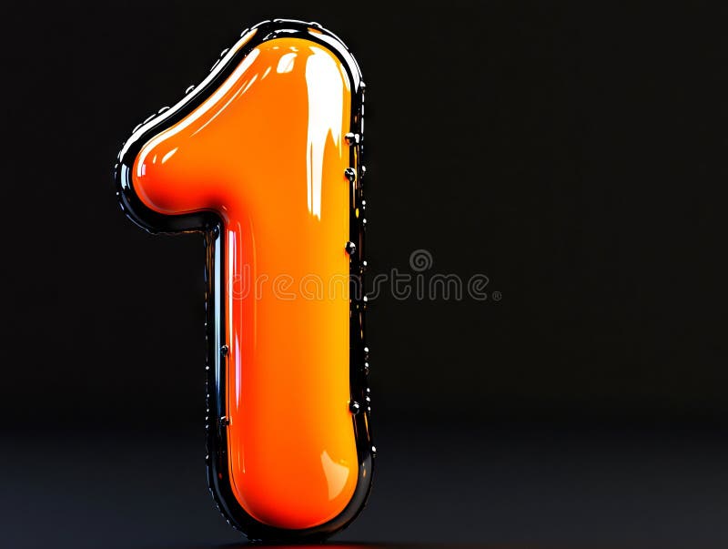 An Orange Number One on a Black Background Stock Illustration ...
