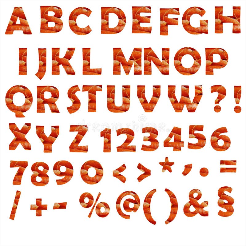 Orange Numbers and Signs on White Background Stock Illustration ...