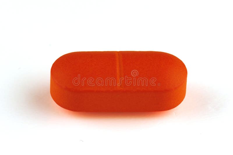 Orange Oblong Tablet Isolated on White Stock Image - Image of ...