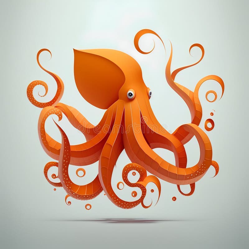 Orange Octopus on Grey Background. Vector Illustration. Eps 10 Stock ...