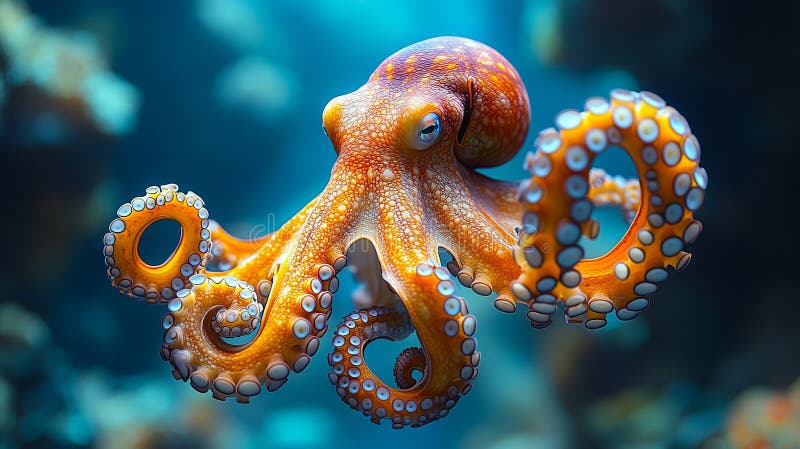 Octopus Its Tentacles Spread Out Water Stock Photos - Free & Royalty ...
