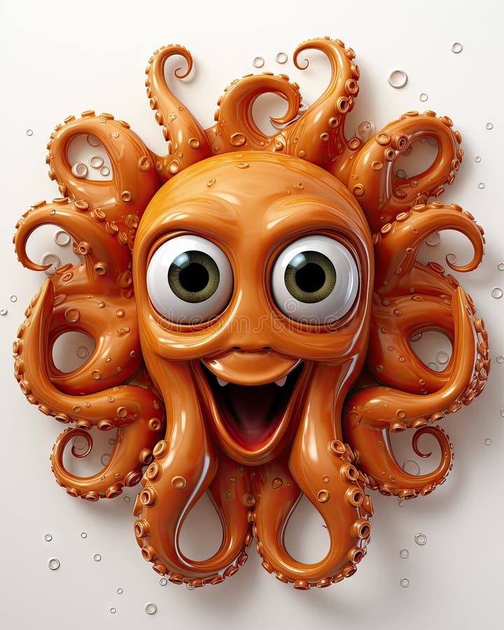 An Orange Octopus Mask with Eyes and a Smile on it S Face. Generative ...