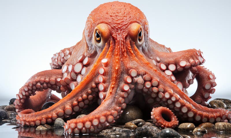 Orange Octopus on Rock Pile Stock Photo - Image of animal, aquatic ...