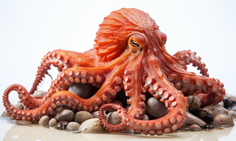 Orange Octopus on Rocks stock image. Image of underwater - 318384601