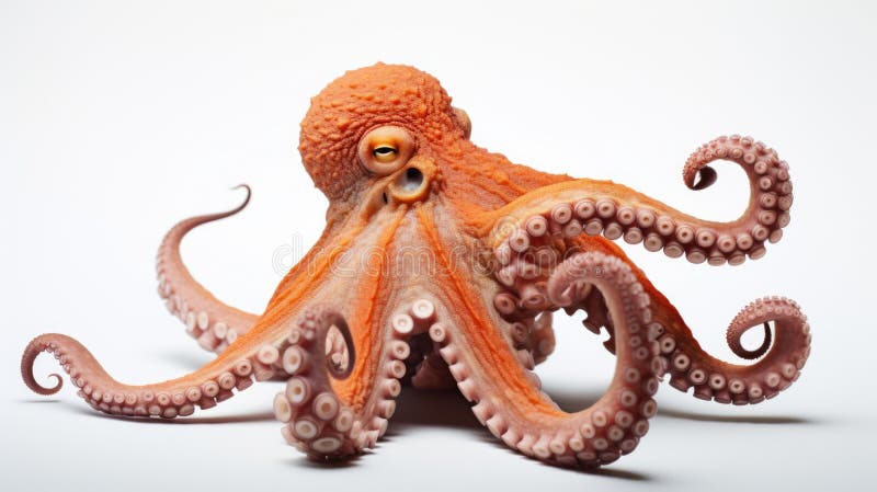 An Orange Octopus Sitting on a White Surface. Suitable for Marine Life ...