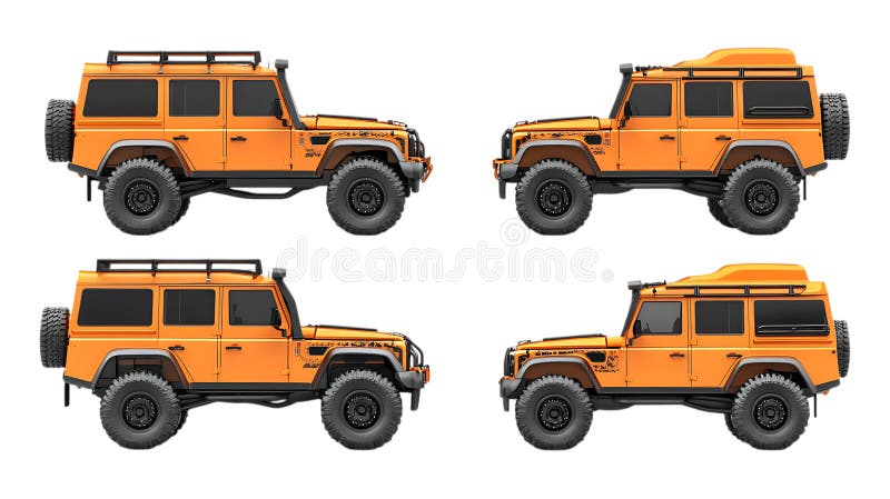 Orange Off-Road Vehicle on Transparent Background Stock Illustration ...