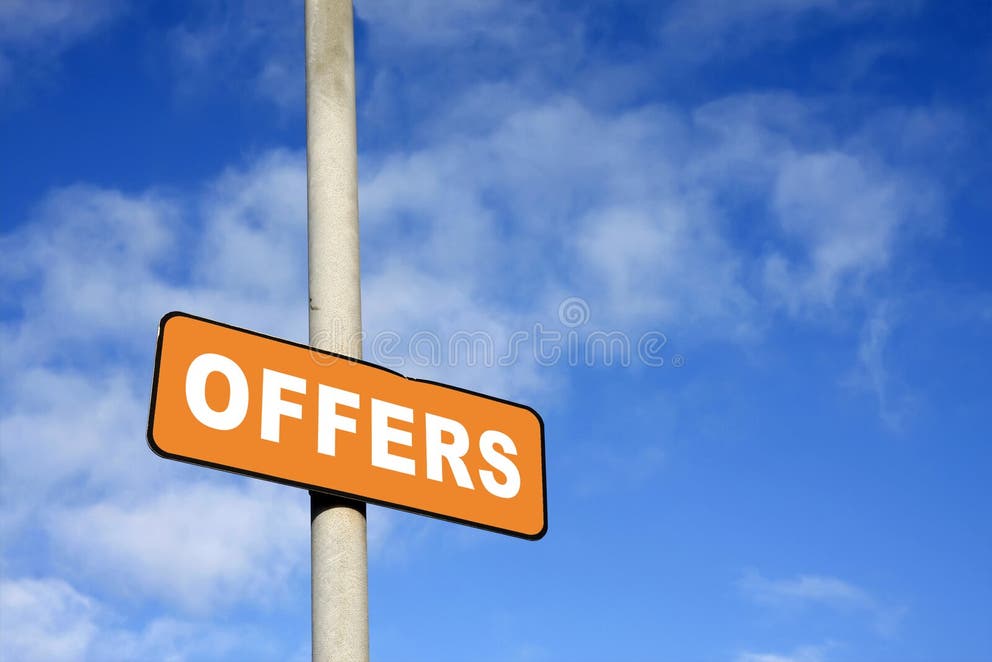 Orange offers sign stock image. Image of reduced, post - 25501799