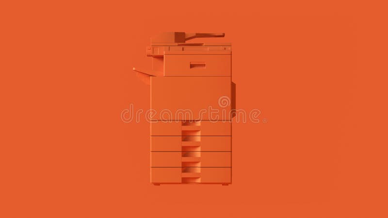 Orange Office Large Printer Stock Illustration - Illustration of orange ...