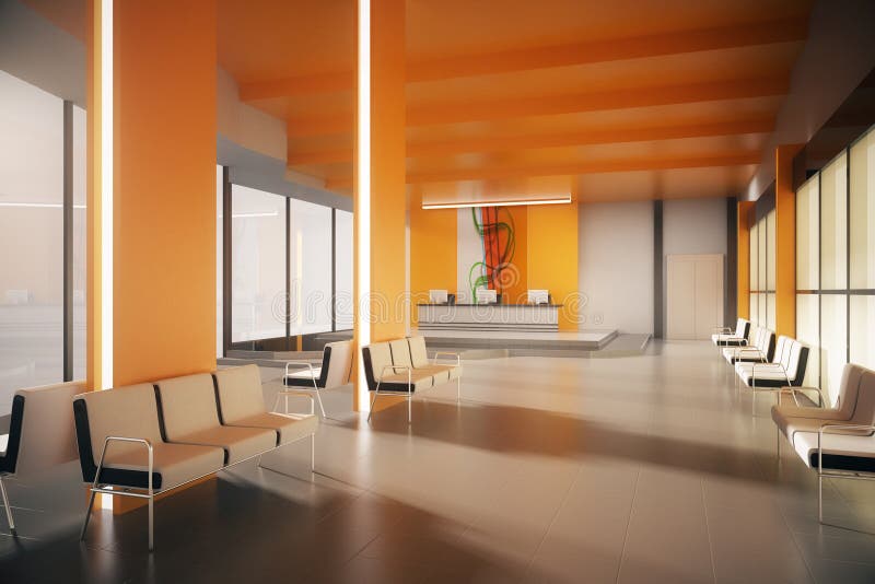 Orange office waiting area stock illustration. Illustration of luxury ...