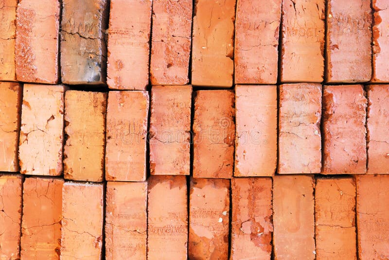 Orange Old Bricks Layered on Top of Each Other Stock Image - Image of ...