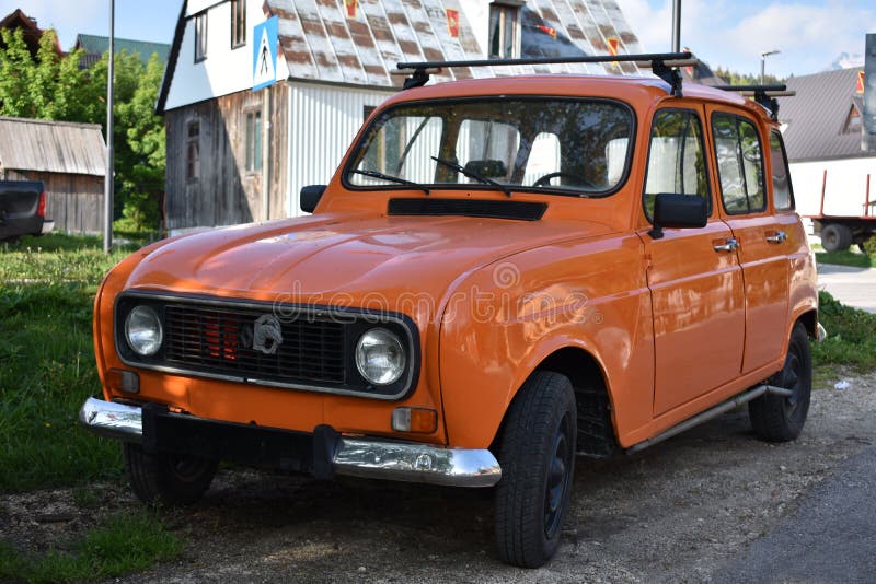 The Orange Old Model of Renault Four Editorial Stock Image - Image of ...