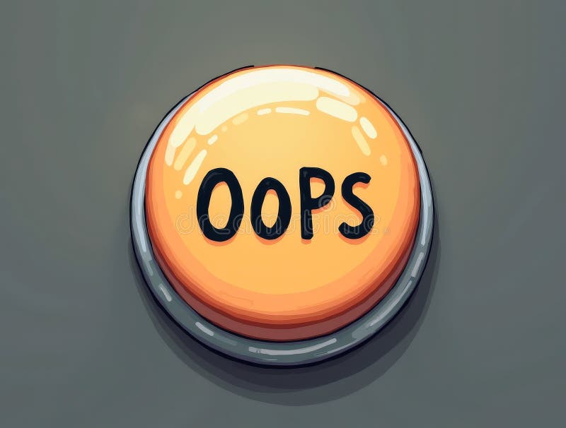 Oops Button Showing Making Mistakes and Apologizing Stock Illustration ...