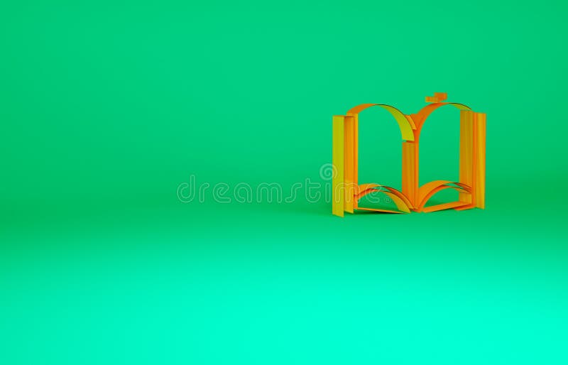 Orange Open Book Icon Isolated on Green Background. Minimalism Concept ...
