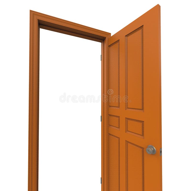 Orange Open Isolated Door Closed 3d Illustration Rendering Stock ...