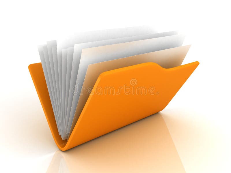 Orange Opened File Folder with Business Papers Stock Illustration ...