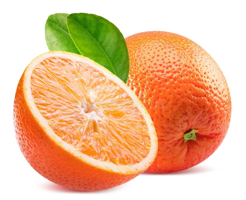 Orange with Orange Half Isolated on a White Background Stock Photo ...