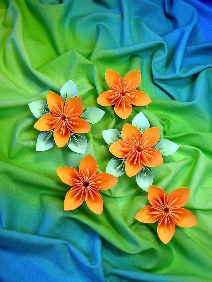 Orange origami flower stock photo. Image of japan, green - 14617168