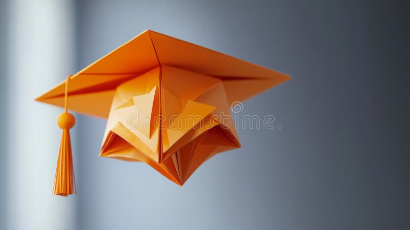 Orange Origami Graduation Cap Design Concept Stock Illustration ...