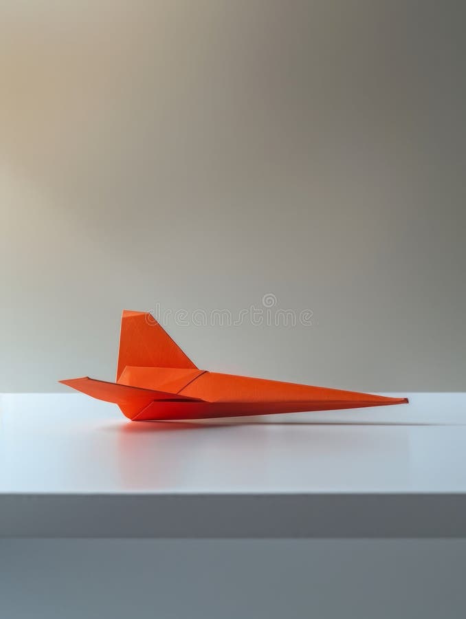 Orange Origami Paper Airplane White Surface Stock Photos - Free ...