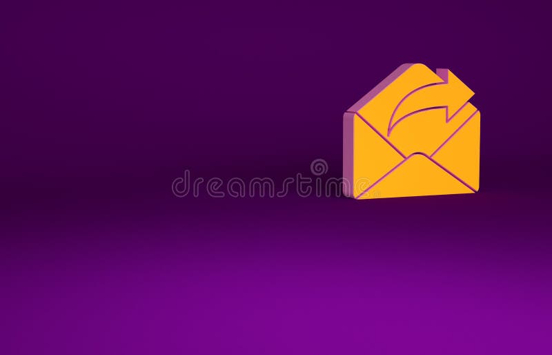 Orange Outgoing Mail Icon Isolated on Purple Background. Envelope ...