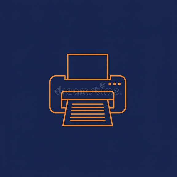 Orange Outline of a Printer on a Dark Blue Background. the Printer ...