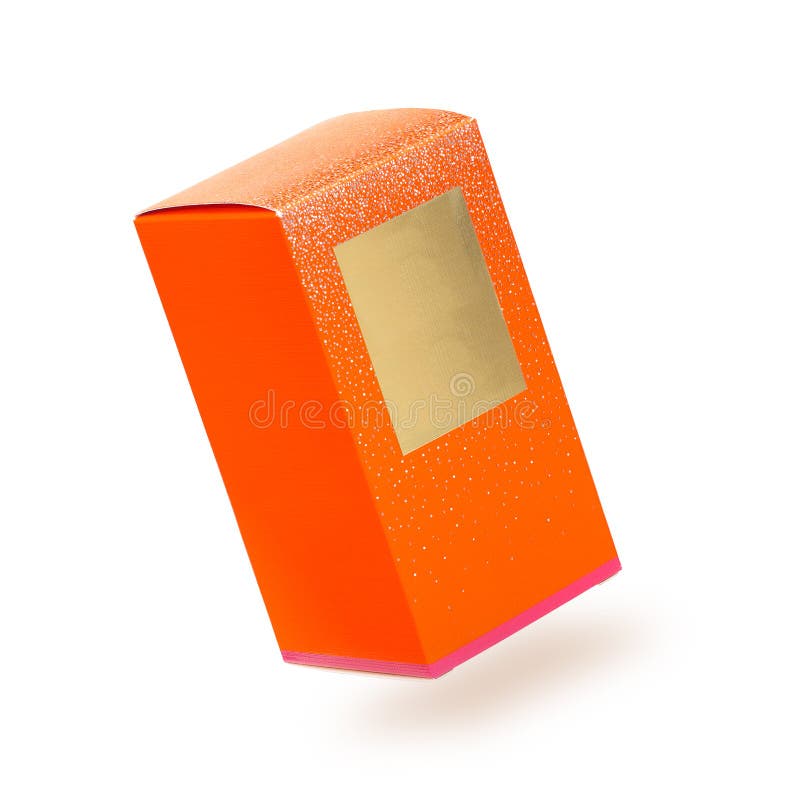 Orange Packing Box Isolated on White Background Stock Photo - Image of ...