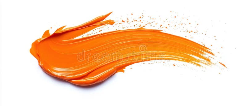 Orange Paint Brushstroke on White Background. Generative Ai Stock ...