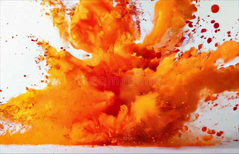 Orange Paint Explosion Splash Abstract Background. Dust Explode on ...