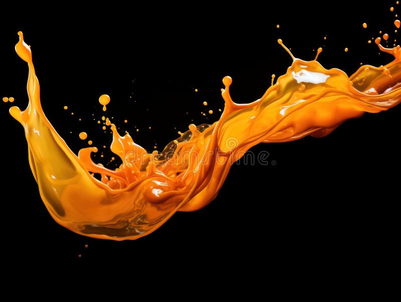 Orange Paint Splash on Black Background Stock Illustration ...