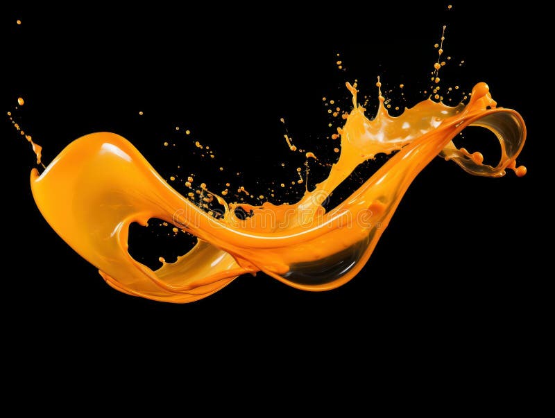 Orange Paint Splash on Black Background Stock Illustration ...