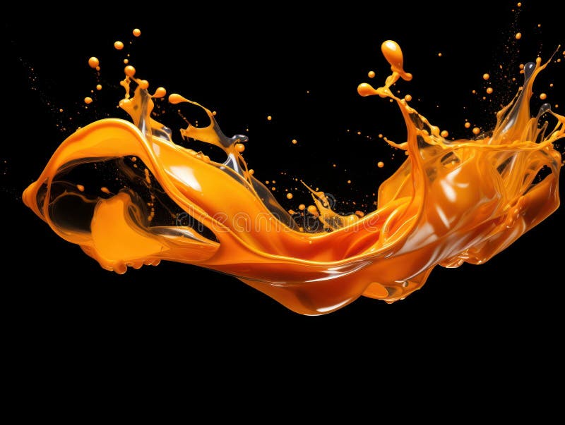 Orange Paint Splash on Black Background Stock Illustration ...