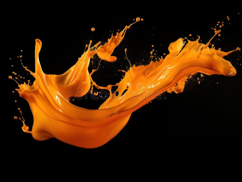 Orange Paint Splash on Black Background Stock Illustration ...