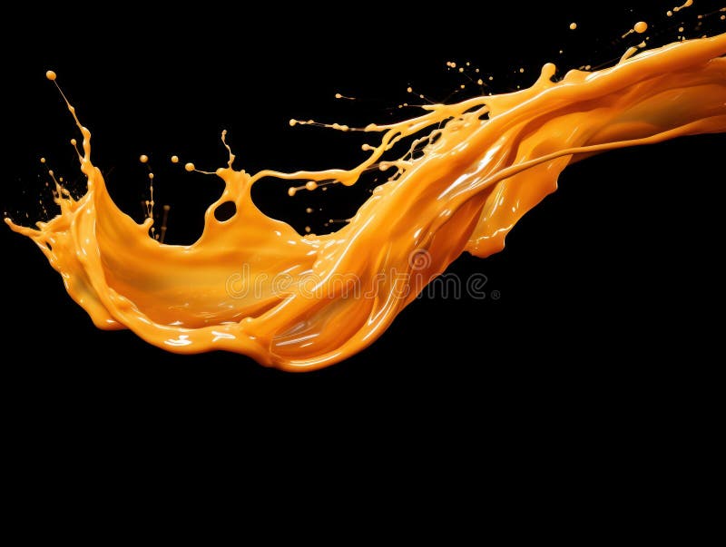 Orange Paint Splash on Black Background Stock Illustration ...
