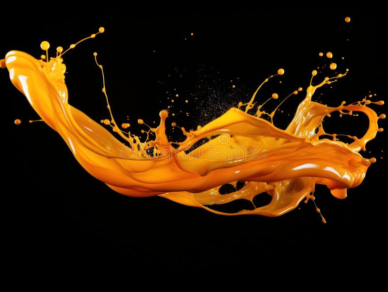 Orange Paint Splash on Black Background Stock Illustration ...